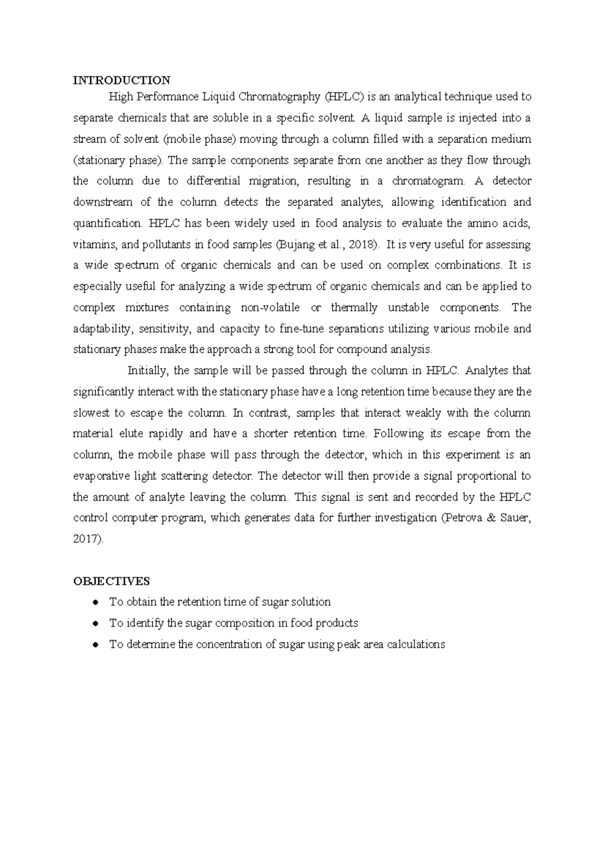 FST606 HPLC - HPLC LAB REPORT - INTRODUCTION High Performance Liquid ...