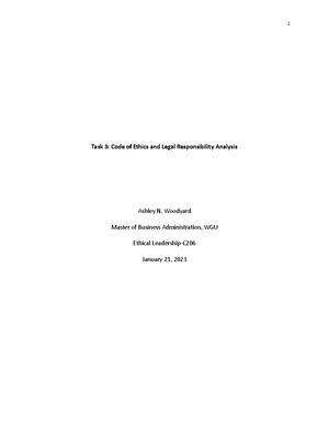 C206 Task 3-Application of Ethical Leadership (EHM2) - Ethical Leadership C Application of ...