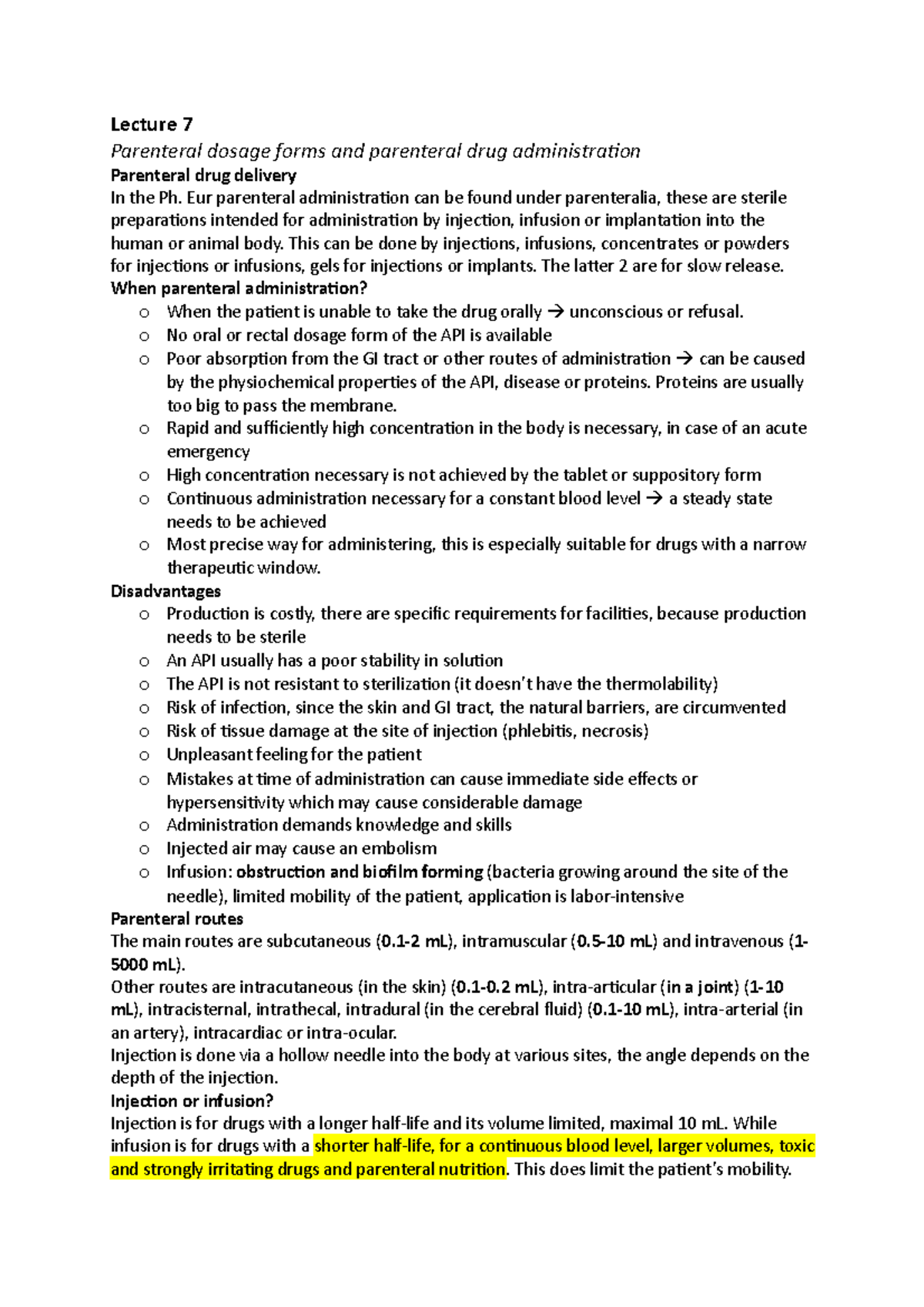Lecture 7 - Parenteral dosage forms and parenteral drug administration ...