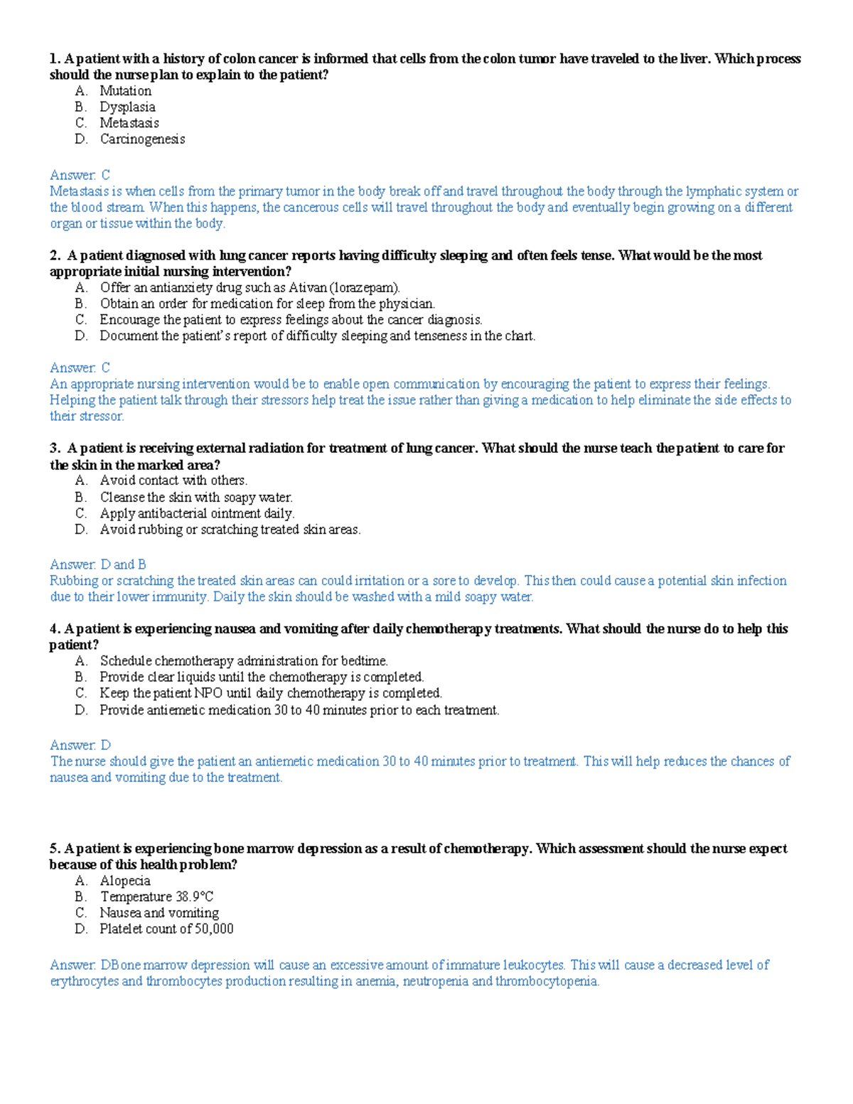 Le Mone Chapter 14 Question with Answers - A patient with a history of ...
