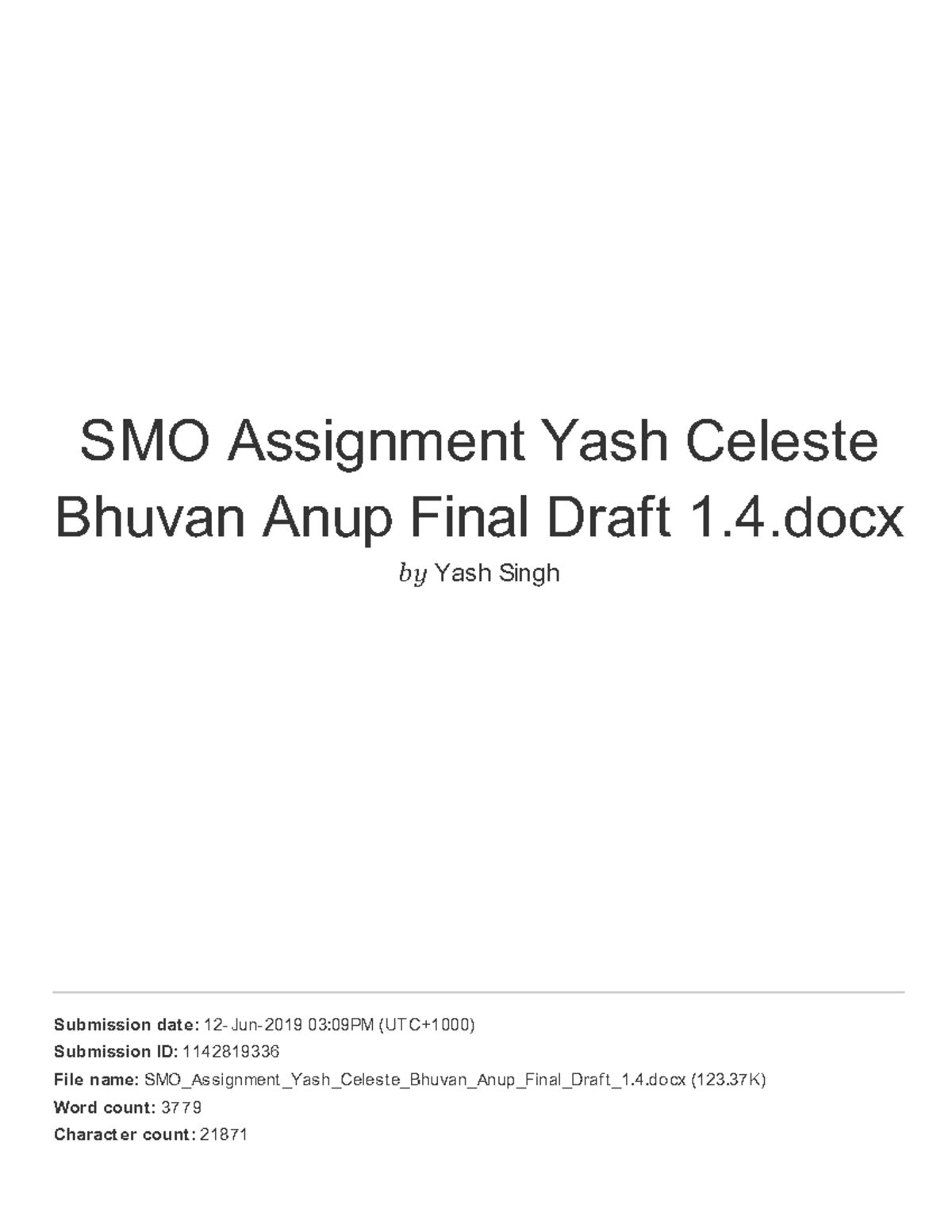 2nd turnit in SMO Assignment Yash Celeste Bhuvan Anup Final Draft 1 ...