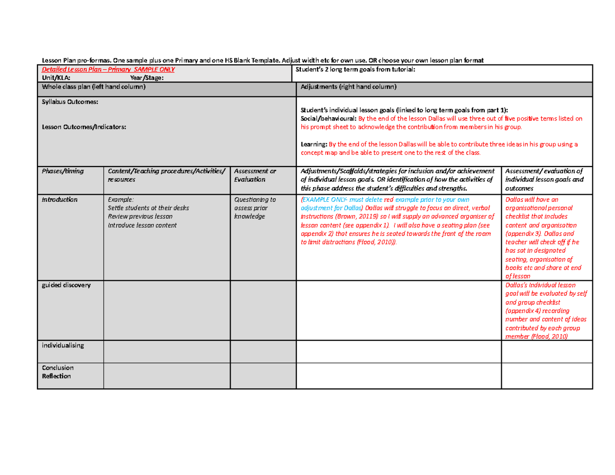 Assessment Task 3 Lesson Plan Sample and Templates - Lesson Plan pro ...