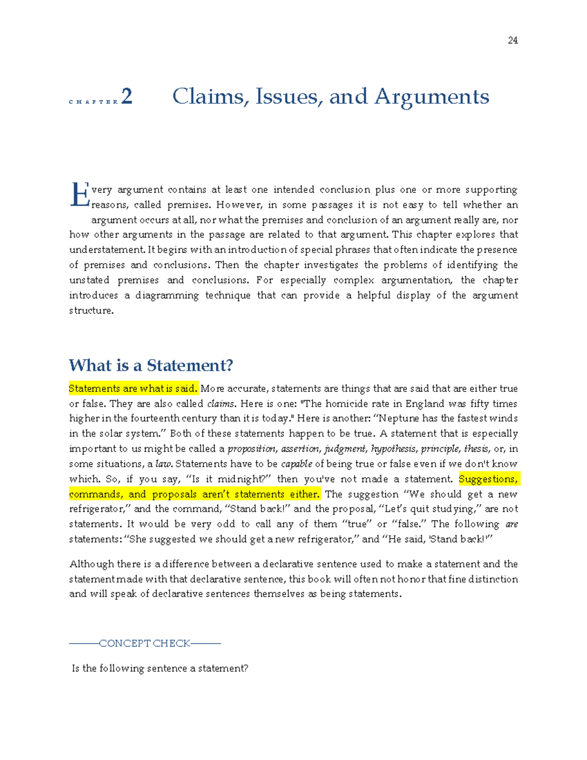 Downden Ch2.pdf (PDF File) - C H A P T E R 2 Claims, Issues, and Arguments very argument ...