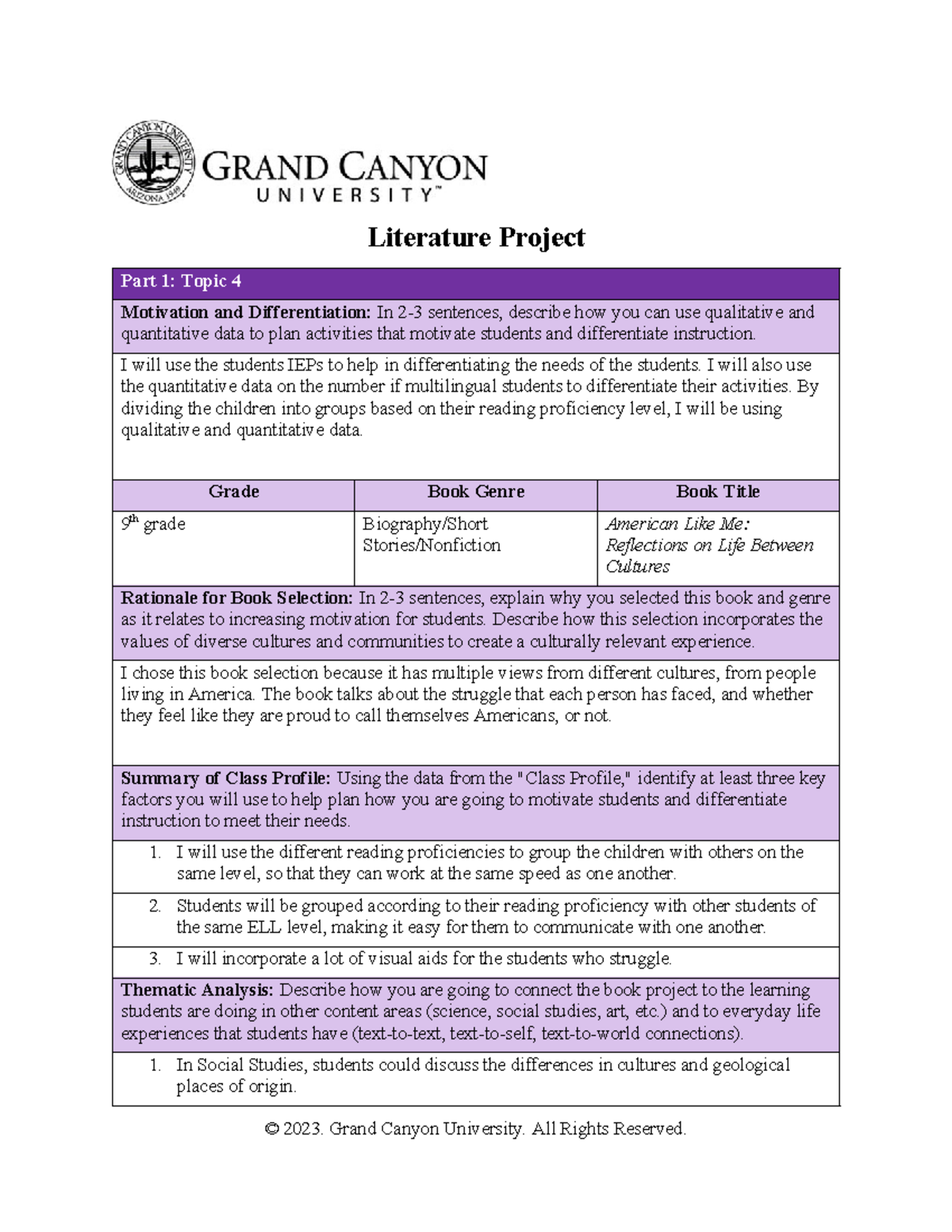 REA 305 RS Literature Project - Literature Project Part 1: Topic 4 ...