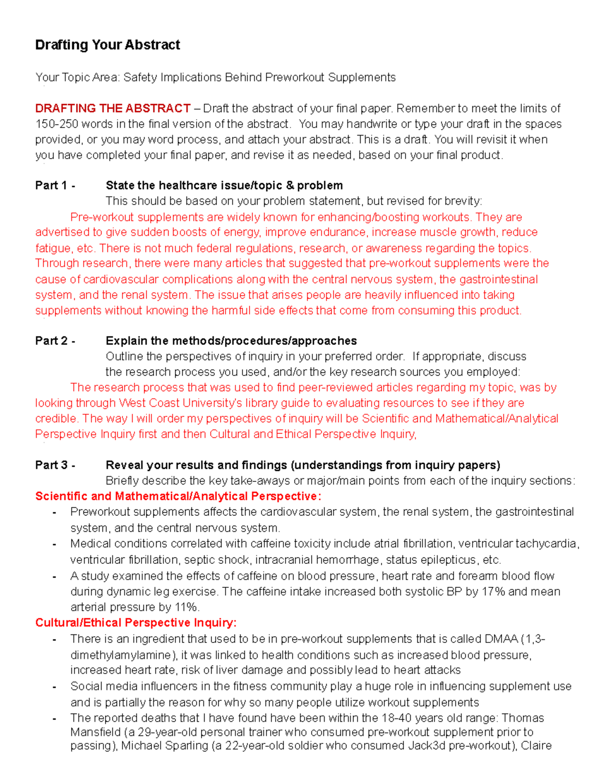Week 6 Assignment - Drafting Abstract - Drafting Your Abstract Your ...