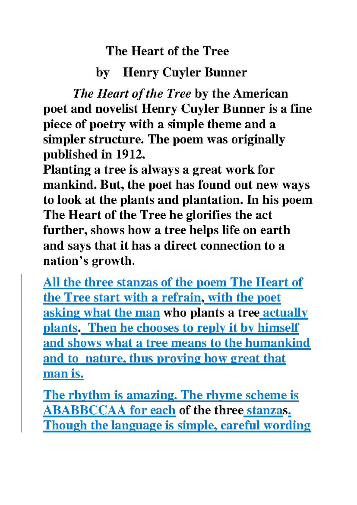 The Heart of the Tree - Birthday - The Heart of the Tree by Henry ...