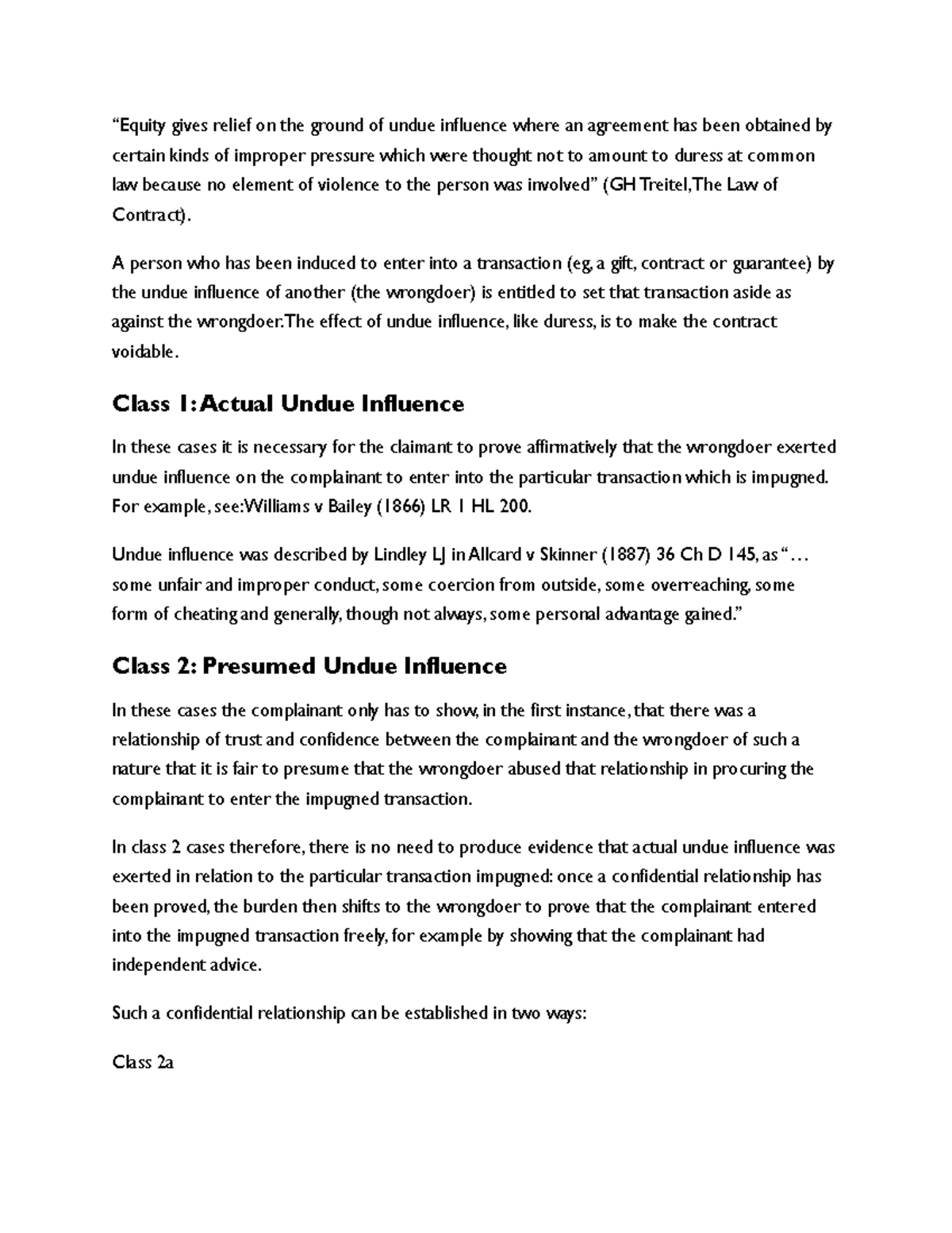 Undue Influence in Equity