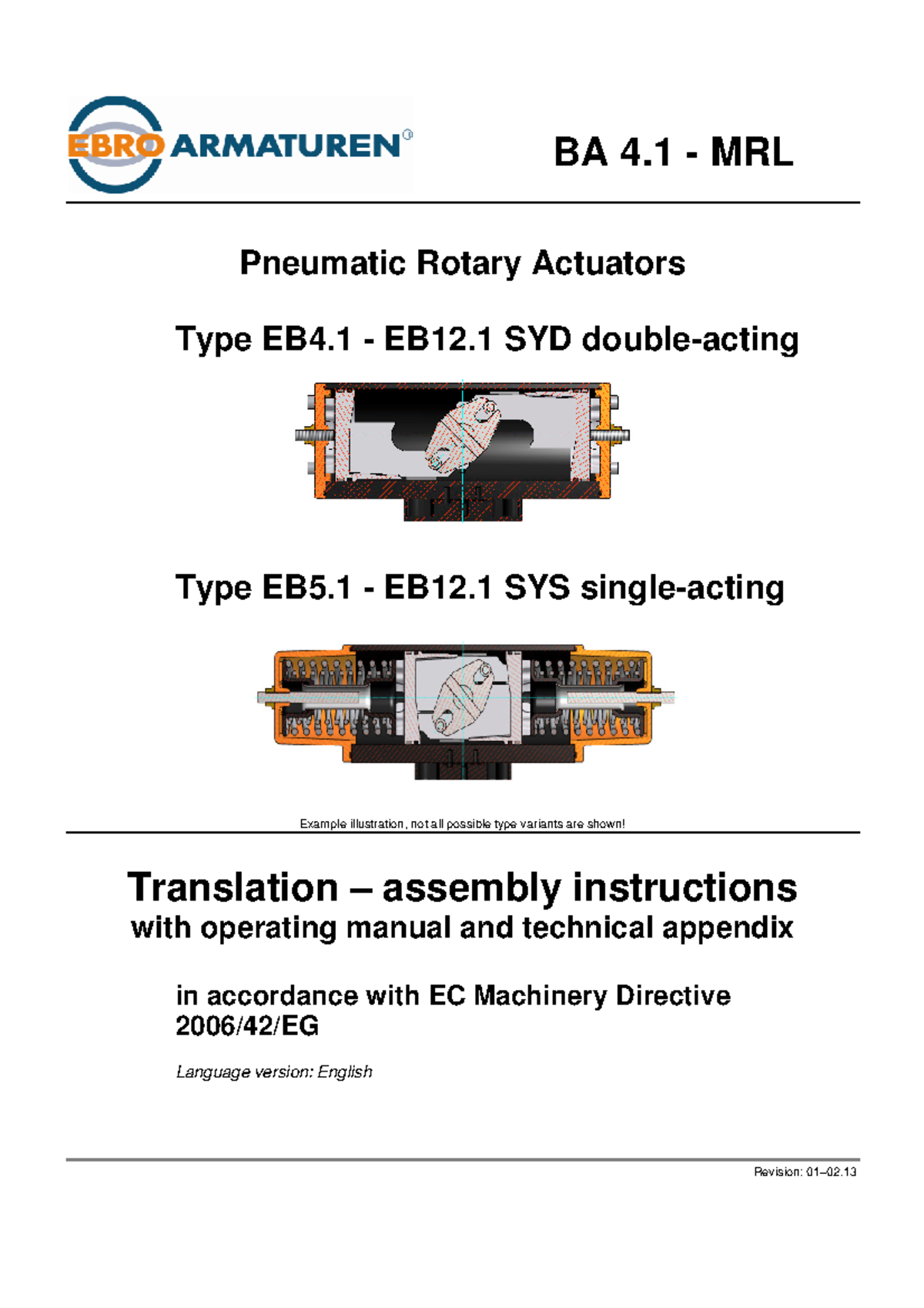 EBRO IOM EB .1 -series - EBRO catalog - Pneumatic Rotary Actuators Type EB4 - EB12 SYD double ...