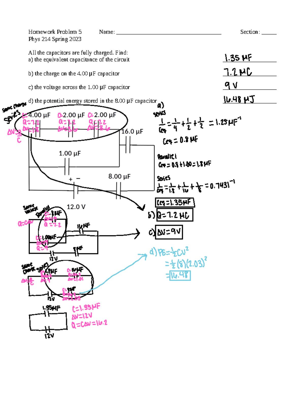 Phys 2 HW 5 - Homework, Teacher: Jennifer Meyer - Homework Problem 5 ...