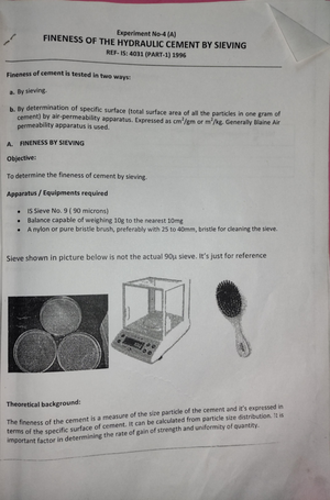 Initial and final setting time - Experiment No- INITIAL AND FINAL ...