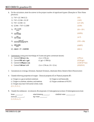 Ch13 HW Solutions - CHE 151 - NCC - Studocu