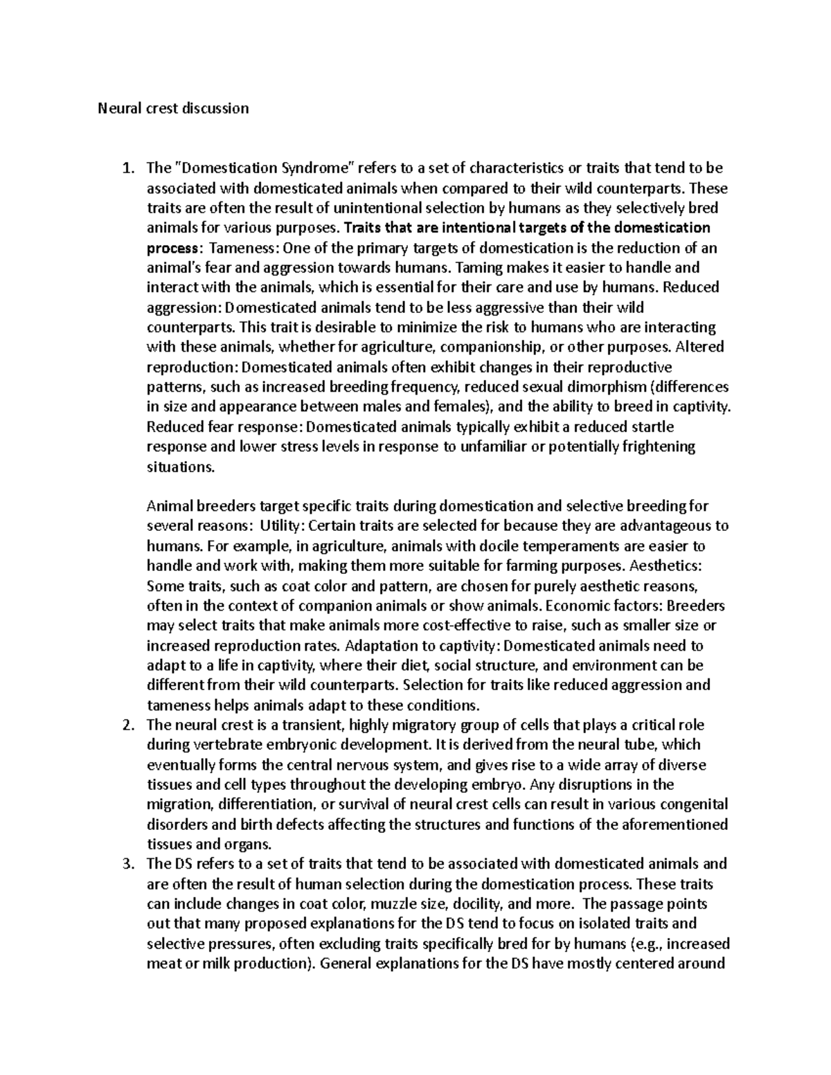 Neural crest discussion - The "Domestication Syndrome" refers to a set ...