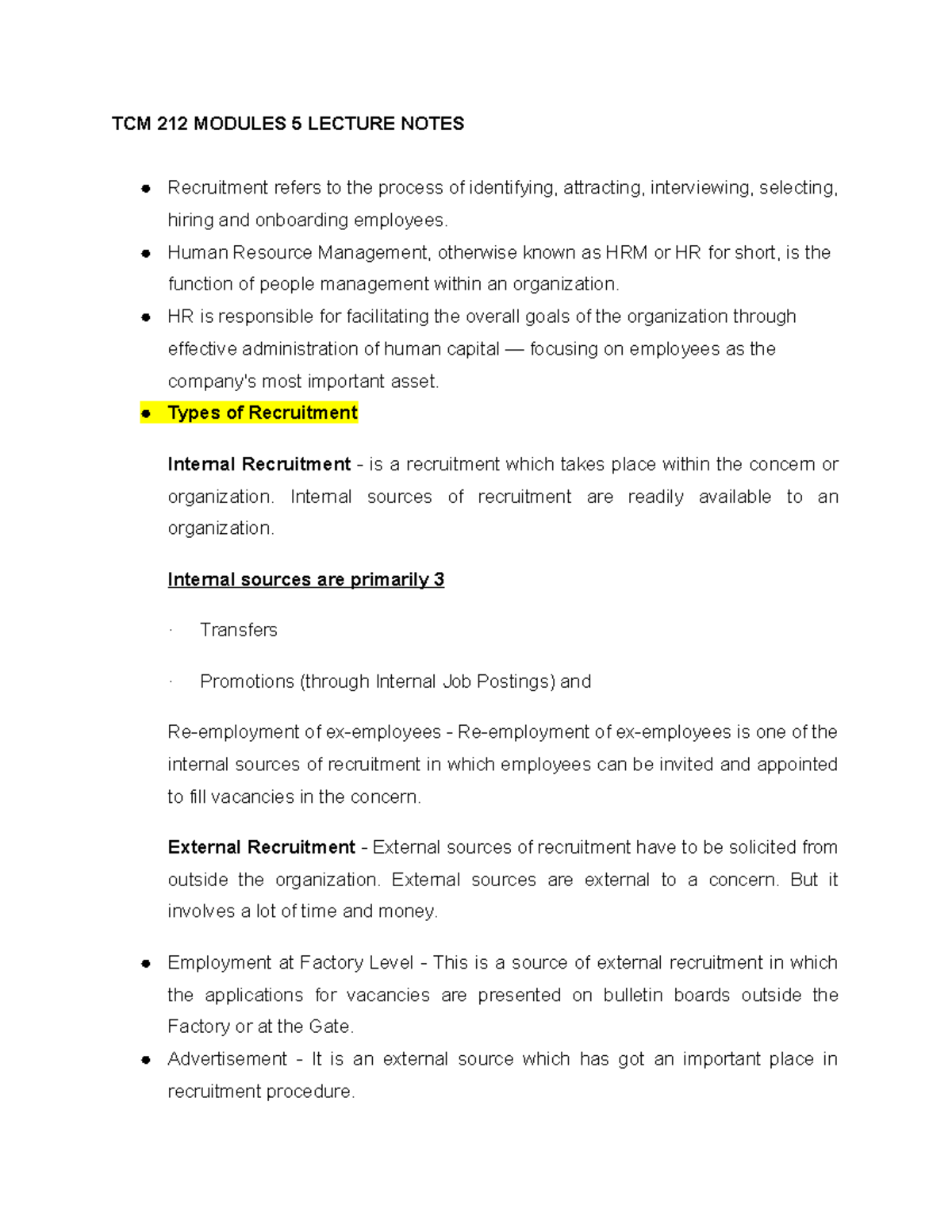 TCM 212 Modules 5 Lecture Notes - TCM 212 MODULES 5 LECTURE NOTES ...
