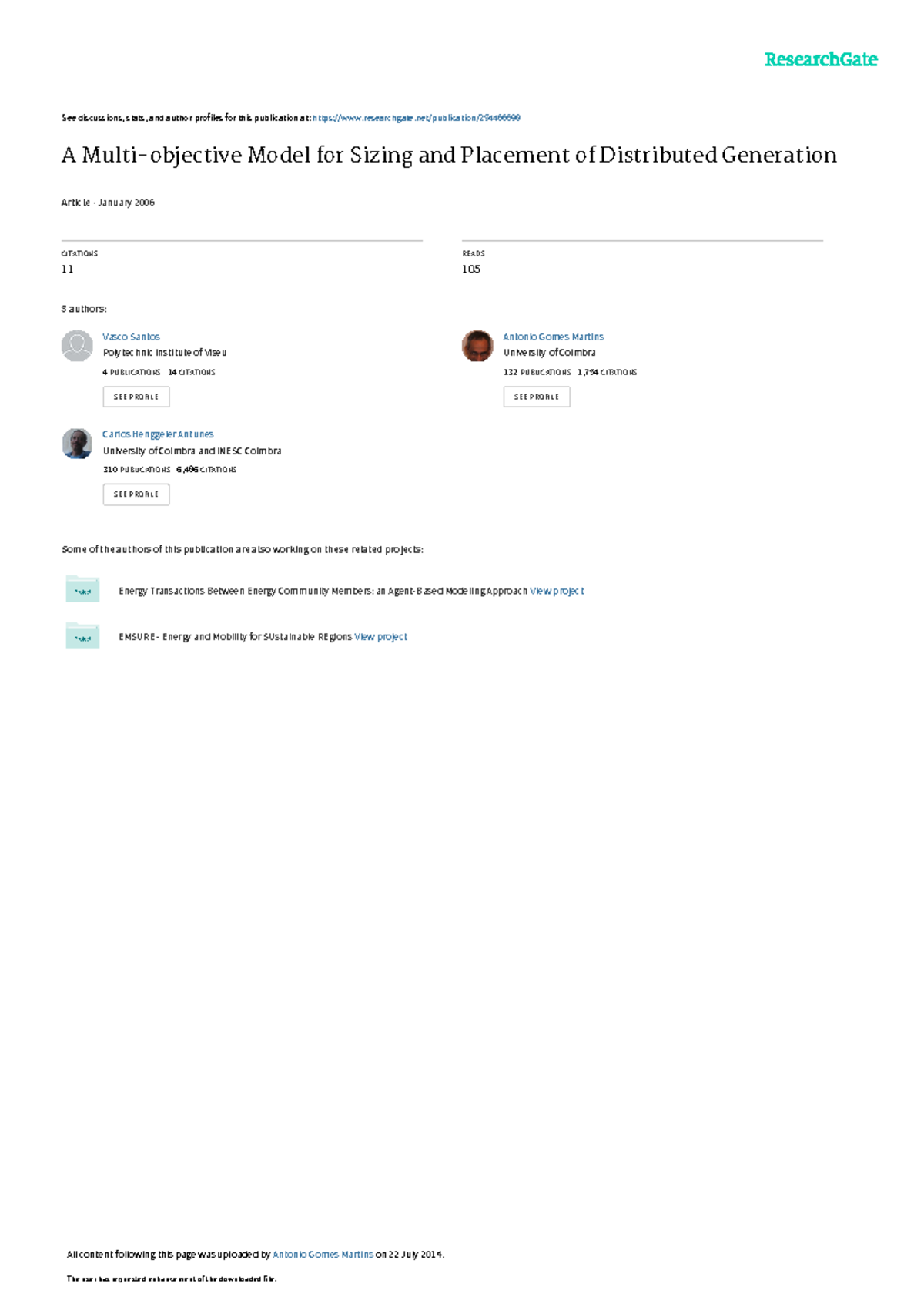 A Multi Objective Model For Sizing And Placement O See Discussions