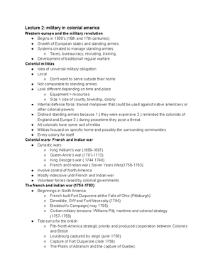 Lecture 2: military in colonial America - Lecture 2: The Military in ...