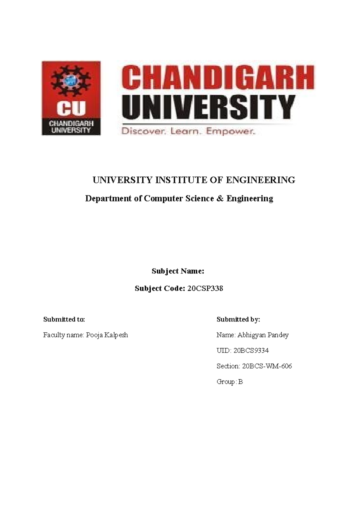 Worksheet 4 - practical material - UNIVERSITY INSTITUTE OF ENGINEERING ...