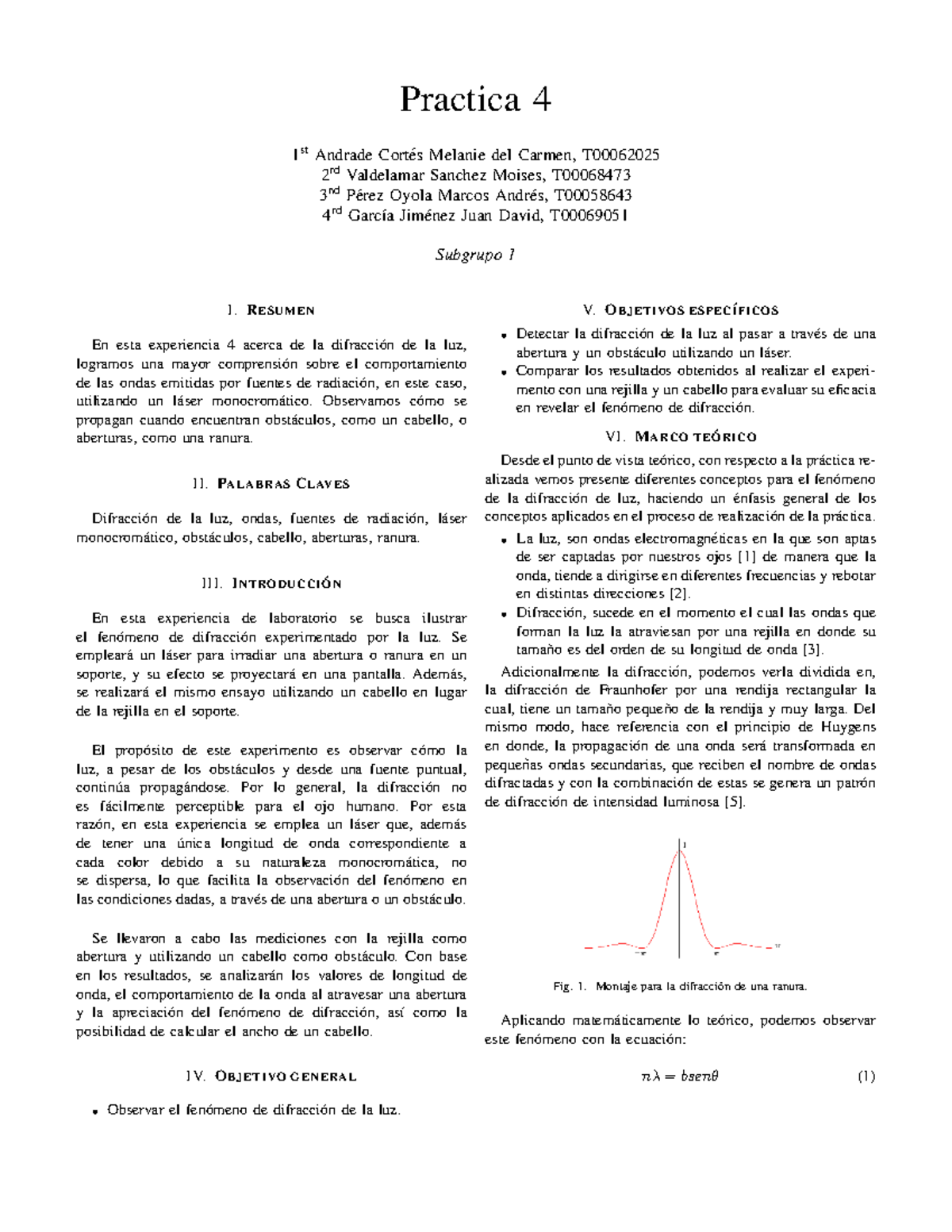 Informe 4 Efecto fotoelectrico - Practica 4 1 st Andrade Cort ́es ...