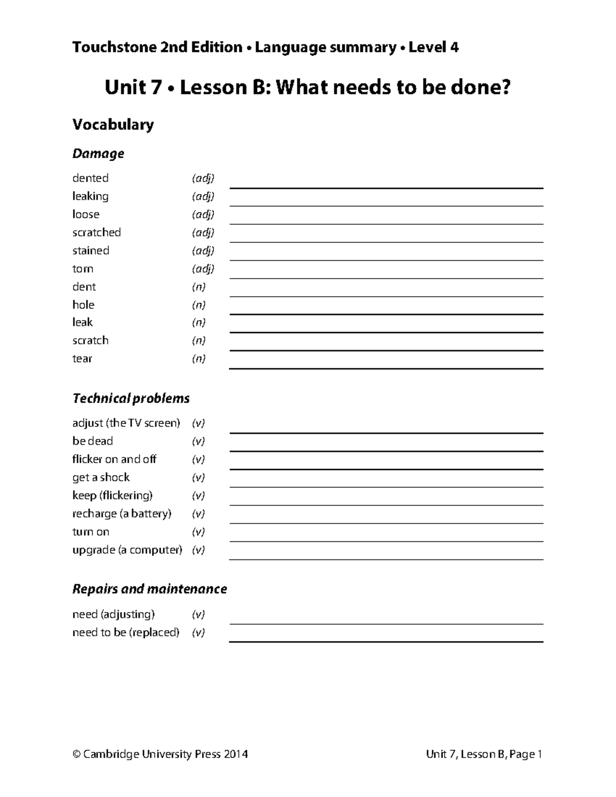 TS2e L4 U7 LB Langsum - dasasddas - Touchstone 2nd Edition • Language summary • Level 4 Unit 7 ...