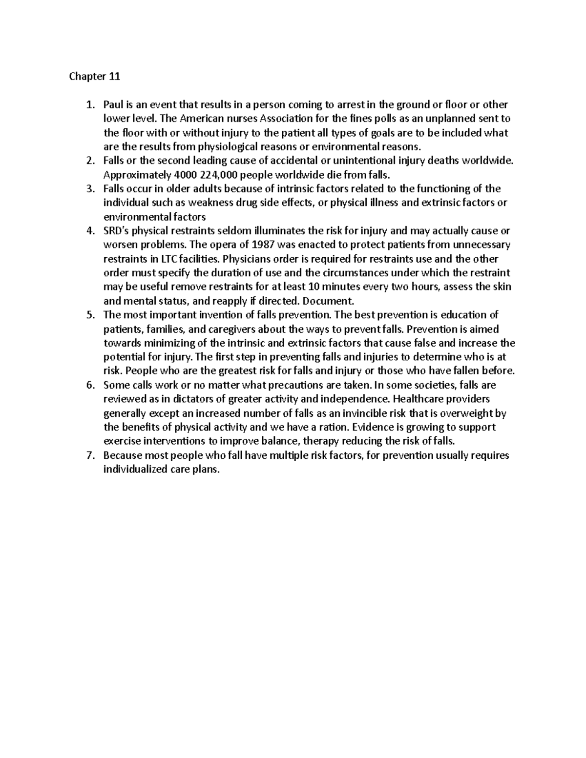 Chapter 11Quiz 9 notes for the chapter med surg book - Chapter 11 Paul ...