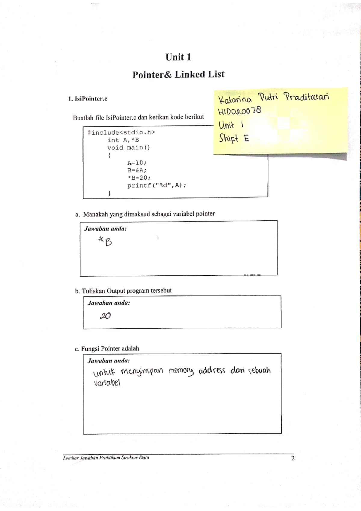 Unit 1 Praktikum Struktur Data - Studocu