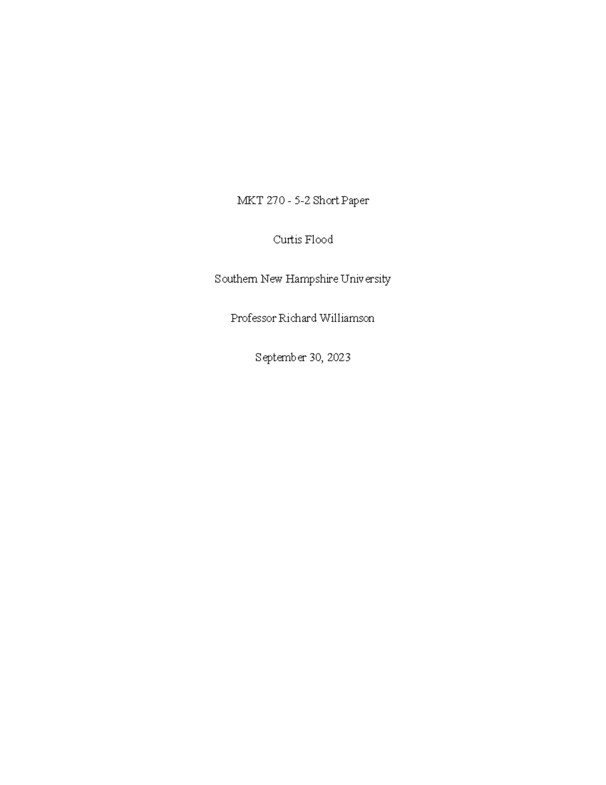 MKT-270 5-2 Short Paper - MKT270 - MKT 270 - 5-2 Short Paper Curtis ...