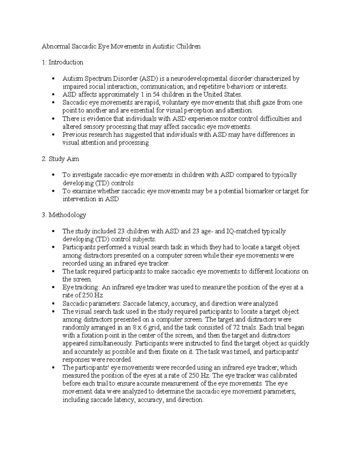 Abnormal Saccadic Eye Movements in Autistic Children - ASD affects ...