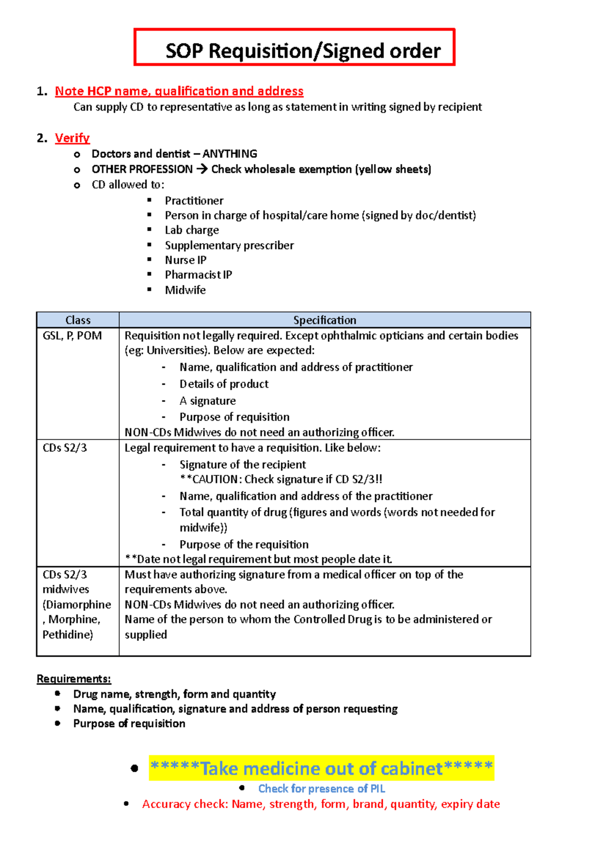 SOP-Requisition - SOP Requisition/Signed order 1. Note HCP name ...
