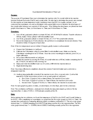 Chem. 122-Lab 1 - Professor: Mark Thomson, PhD - Finding the Unknown ...