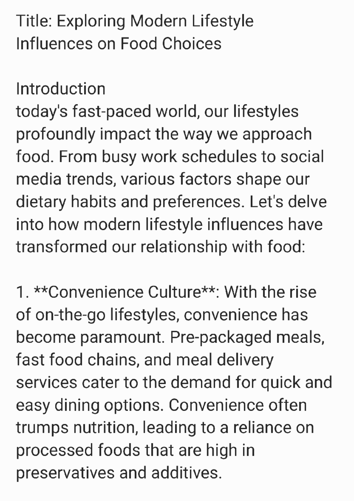 Exploring Modern Lifestyle Influences on Food Choices - From busy work ...