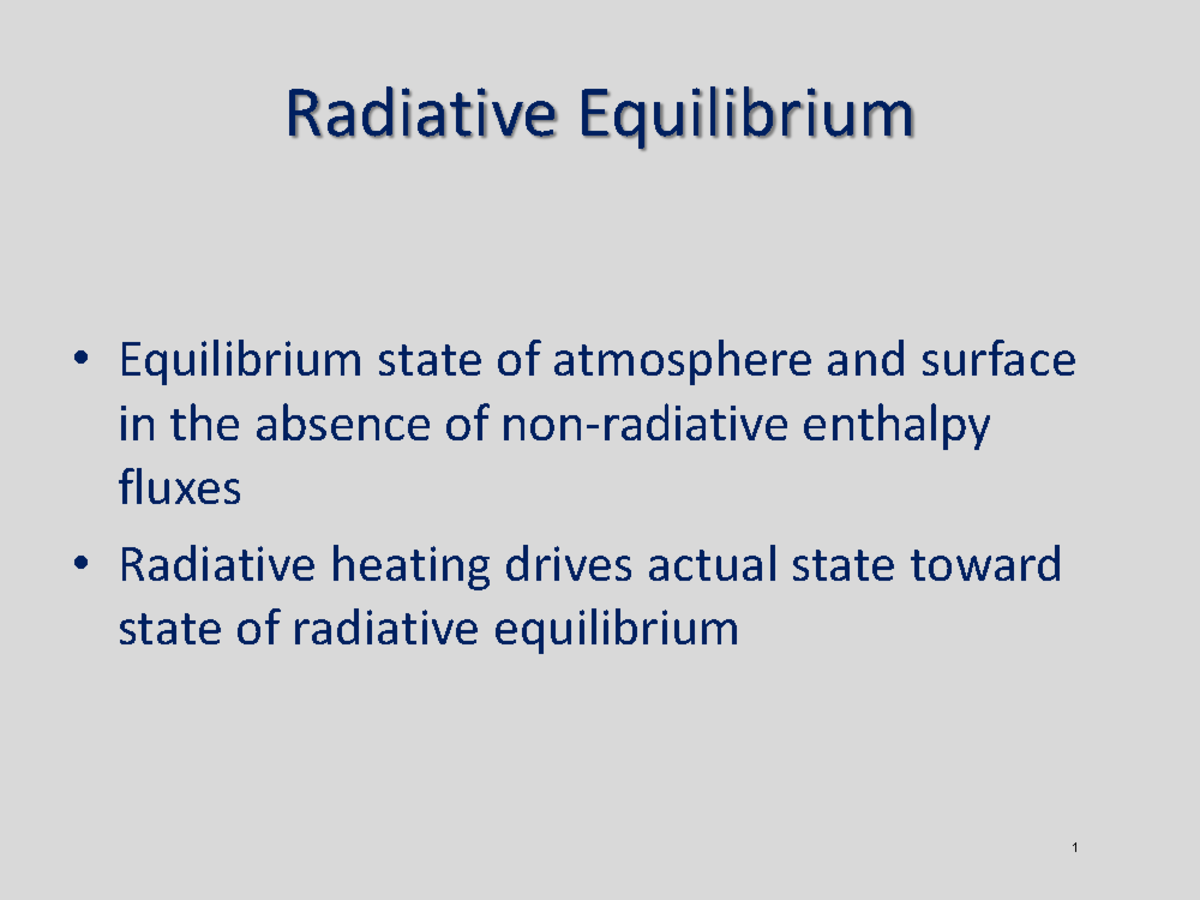 Lecture notes, lectures 8 - 9 - Spring 2012 - Radiative Equilibrium ...