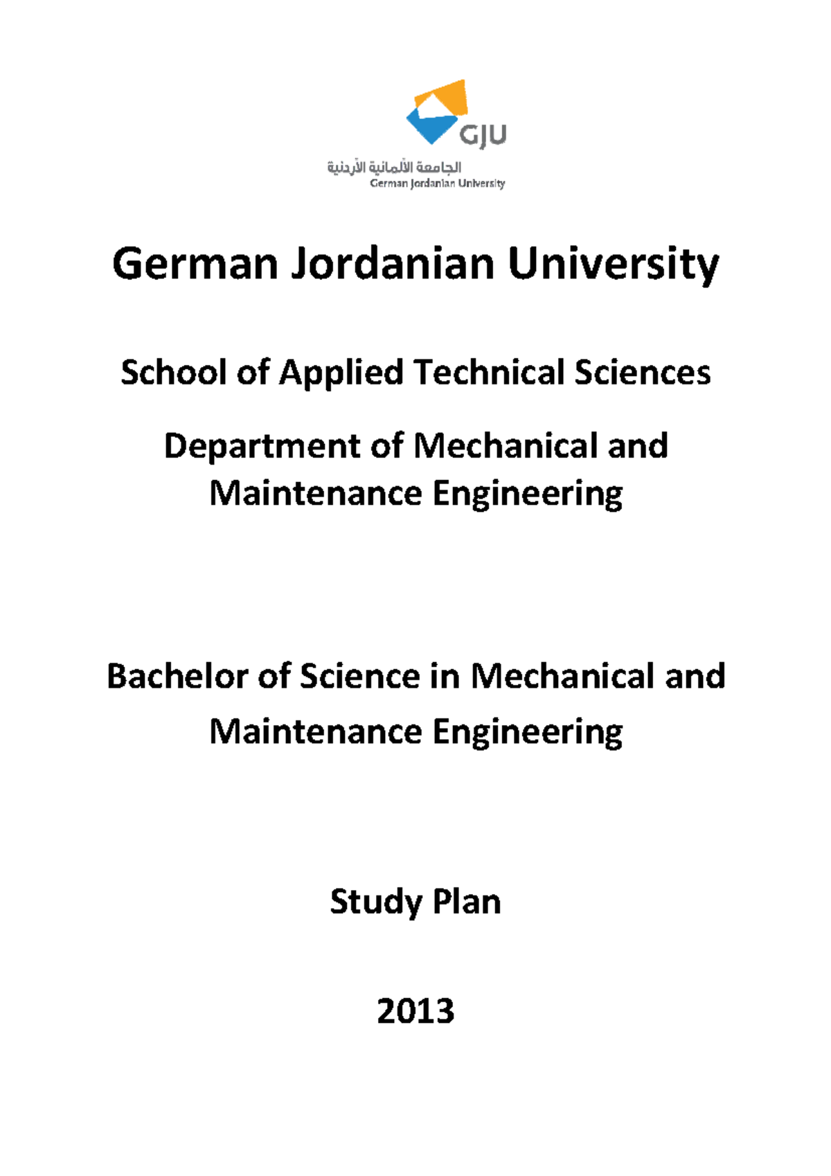 Tme study plan 2013 final complete 0 - German Jordanian University ...