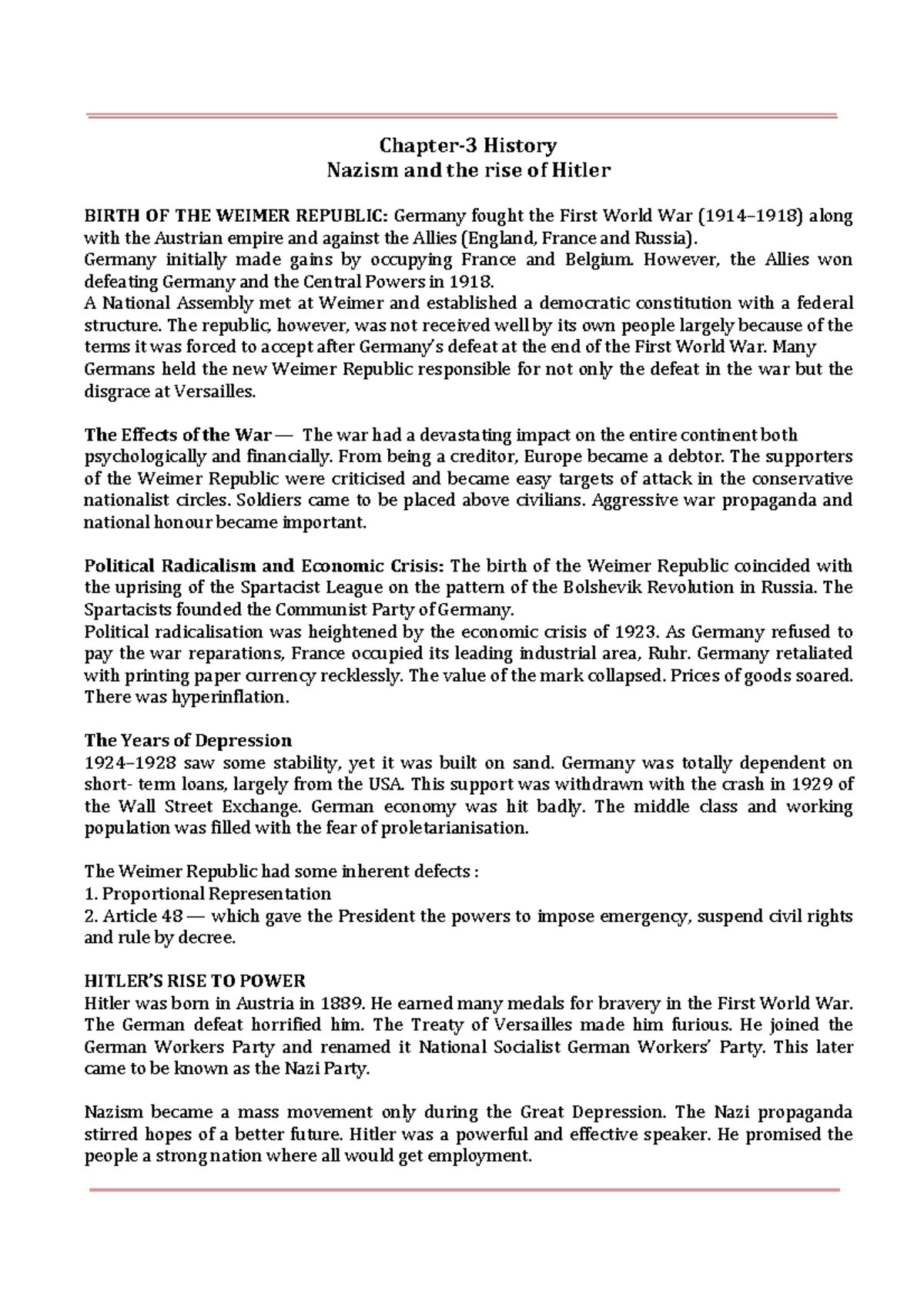 Nazism and the rise of Hitler - Chapter-3 History Nazism and the rise ...