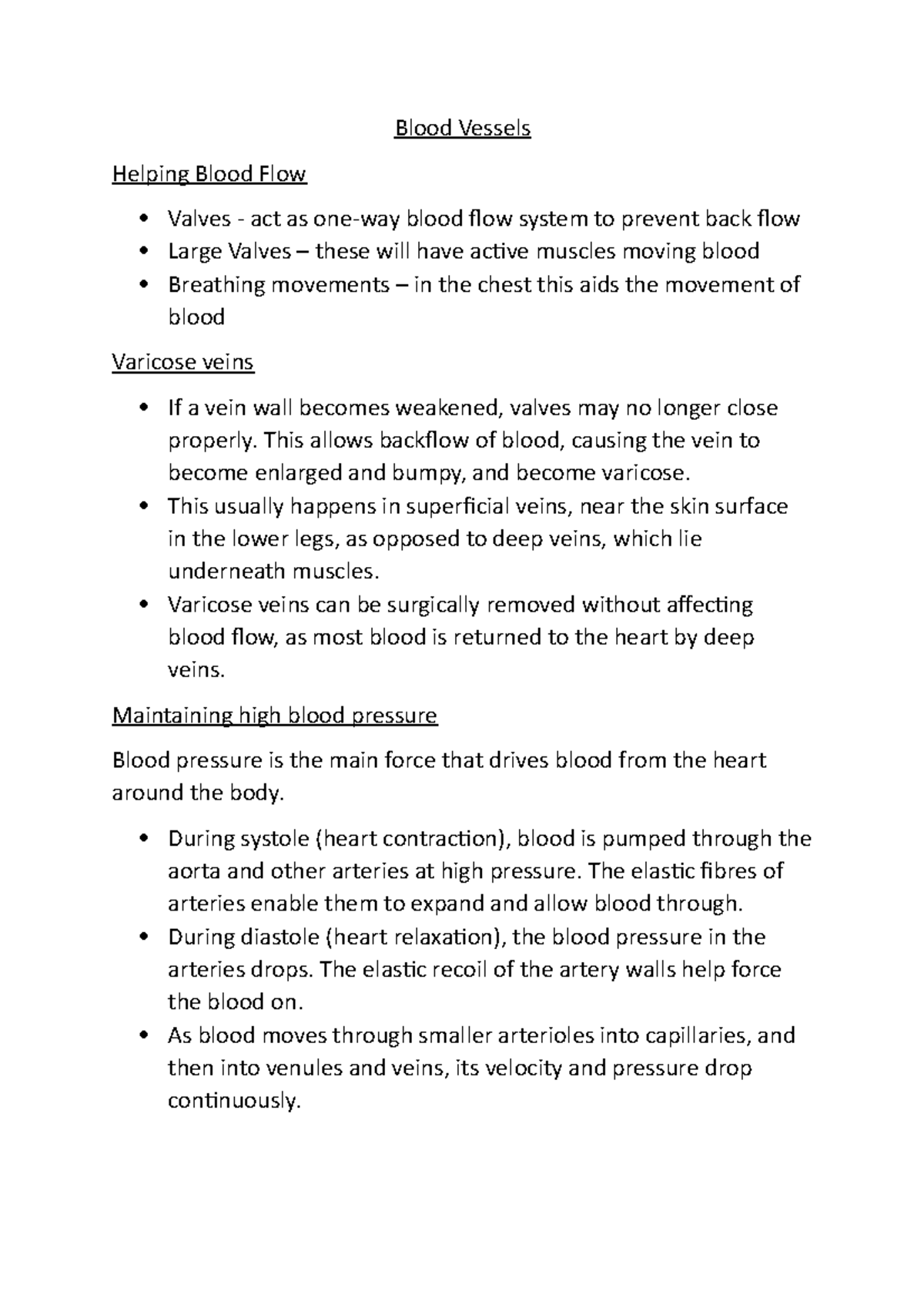Blood Vessels 3 - Blood Vessels Helping Blood Flow Valves - act as one ...