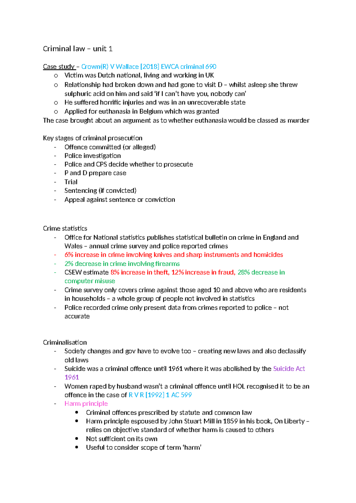 Criminal unit 1 - Unit 1 - Criminal law – unit 1 Case study – Crown(R ...