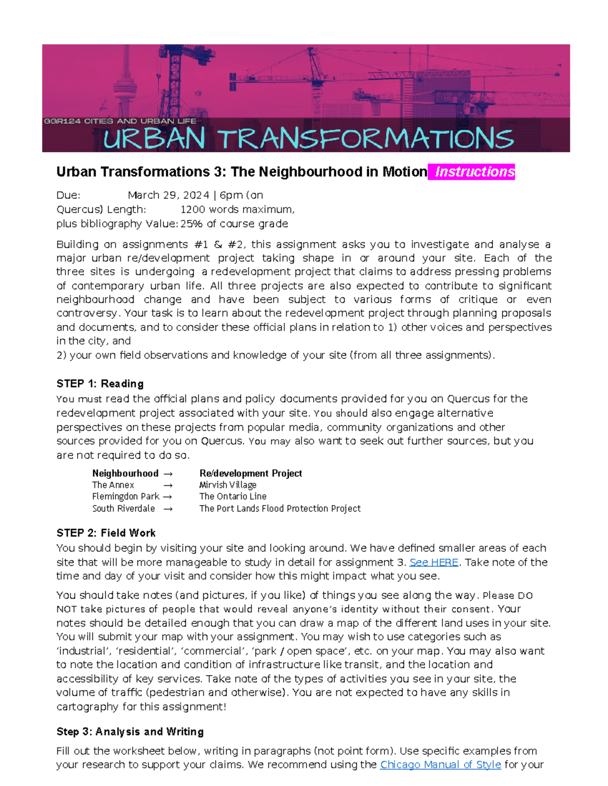 Chicago Sample Paper 2019 March - Urban Transformations 3: The ...