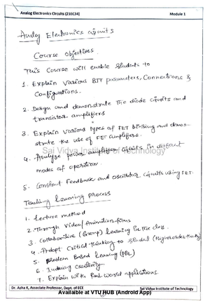 Mar 2022 Notes Analog Electronic Circuits Aec Studocu