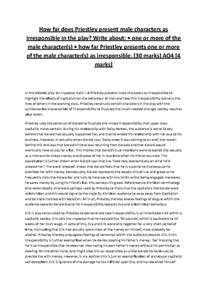 JB Priestley - An Inspector Calls - Quote banks with analysis - JB ...