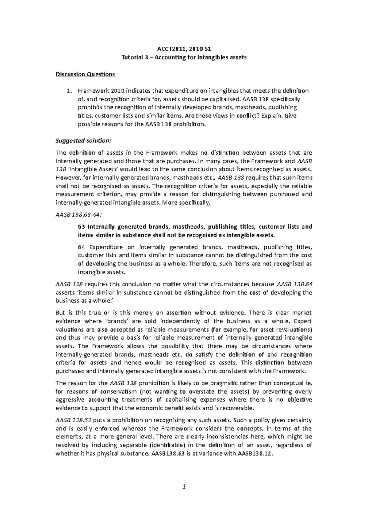 Tutorial 3 – Discussion Questions Solution Intangibles S1 2019 ...