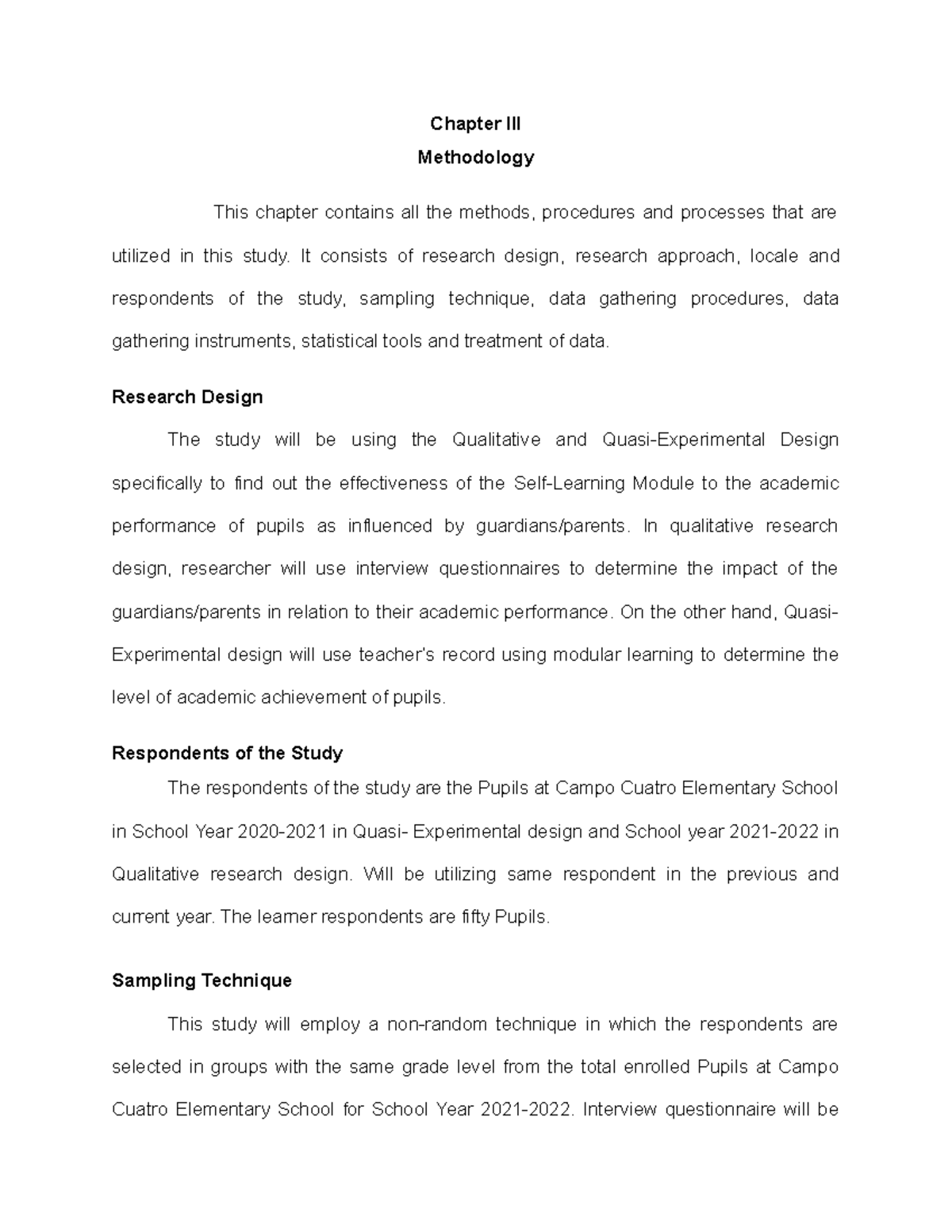 Chapter III Methodology - Chapter III Methodology This chapter contains ...