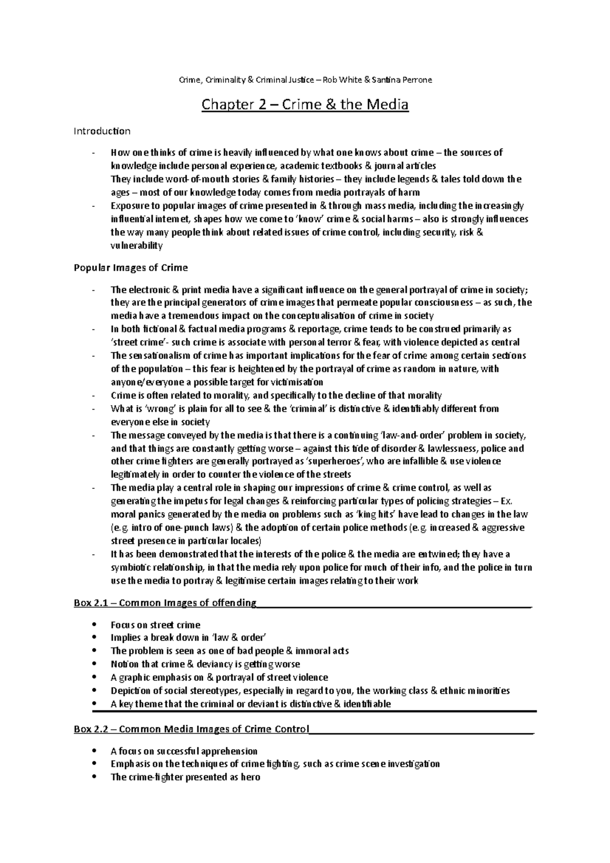 crime and the media - Crime, Criminality Criminal Justice Rob White ...