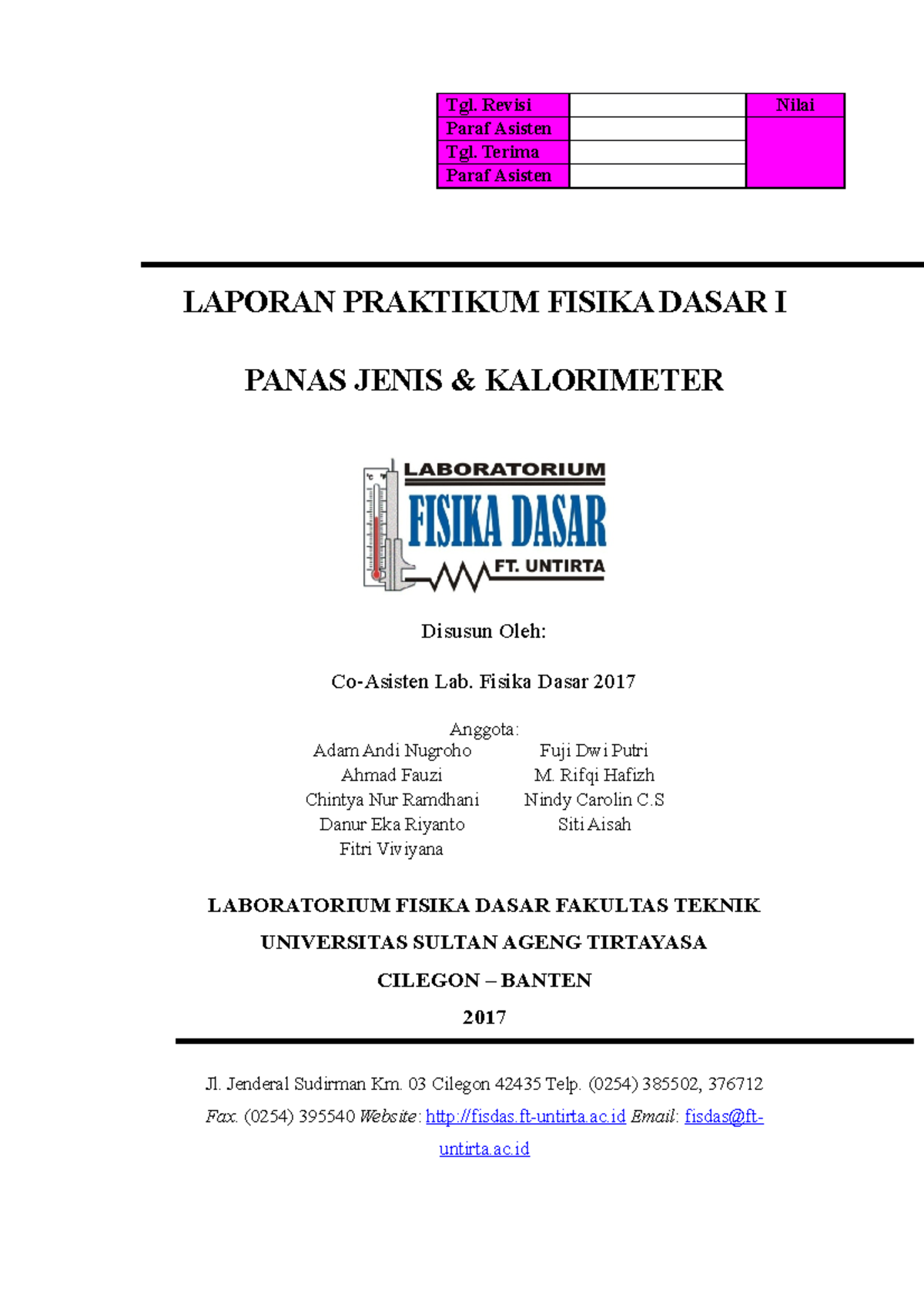 4 Panas Jenis DAN Kalorimeter - LAPORAN PRAKTIKUM FISIKA DASAR I PANAS ...
