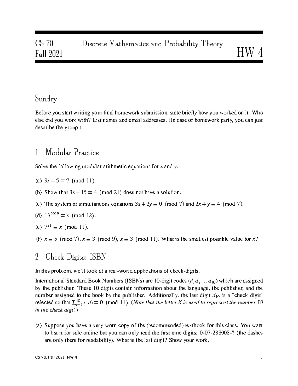 Hw6 - DM practice questions. - CS 70 Discrete Mathematics and ...