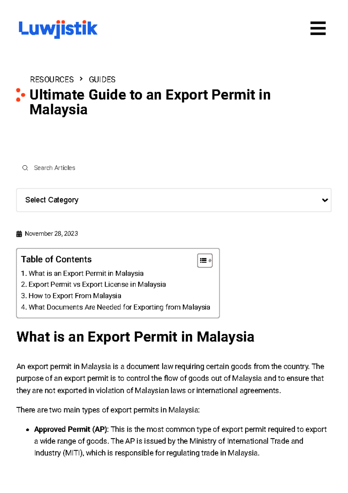 Ultimate Guide to an Export Permit in Malaysia – Luwjistik - RESOURCES ...