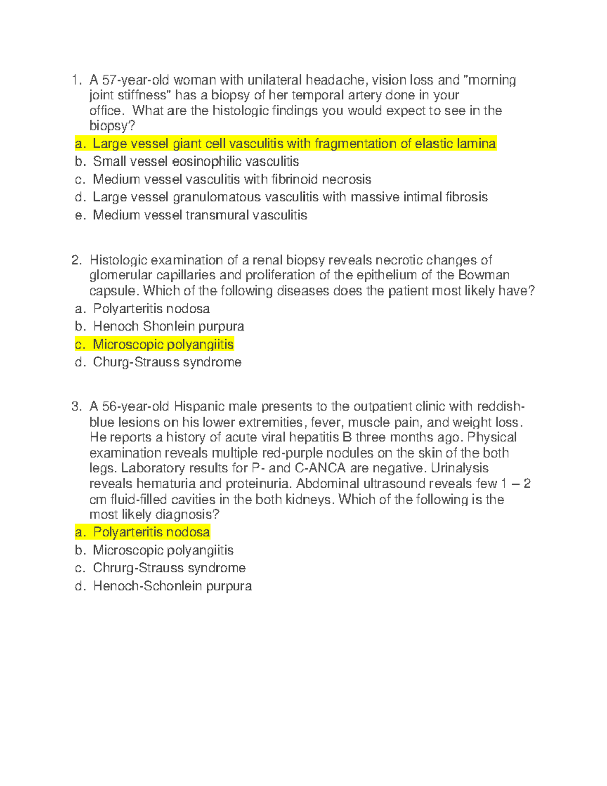 Vasculitis Usmle 1 MS - Warning: TT: undefined function: 32 A 57-year ...