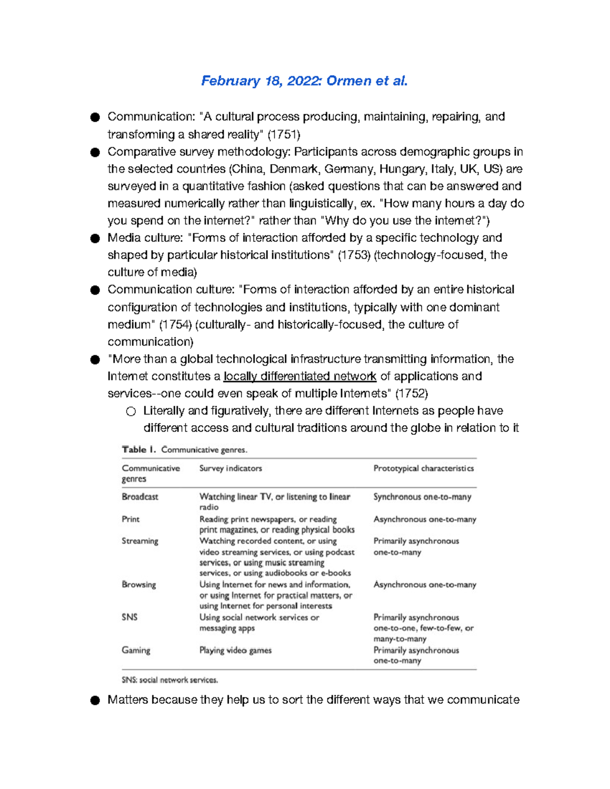 Ormen et al. Lecture Notes - February 18, 2022: Ormen et al ...