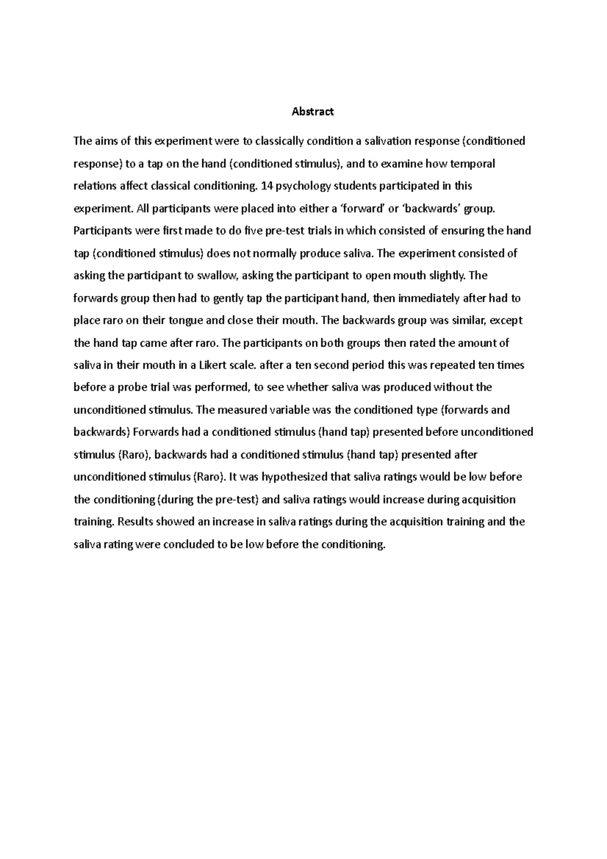 Lab abstract template - Abstract The aims of this experiment were to ...