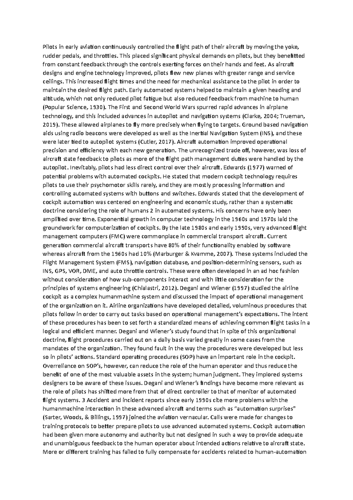 Work95 - Pilots in early aviation continuously controlled the flight ...