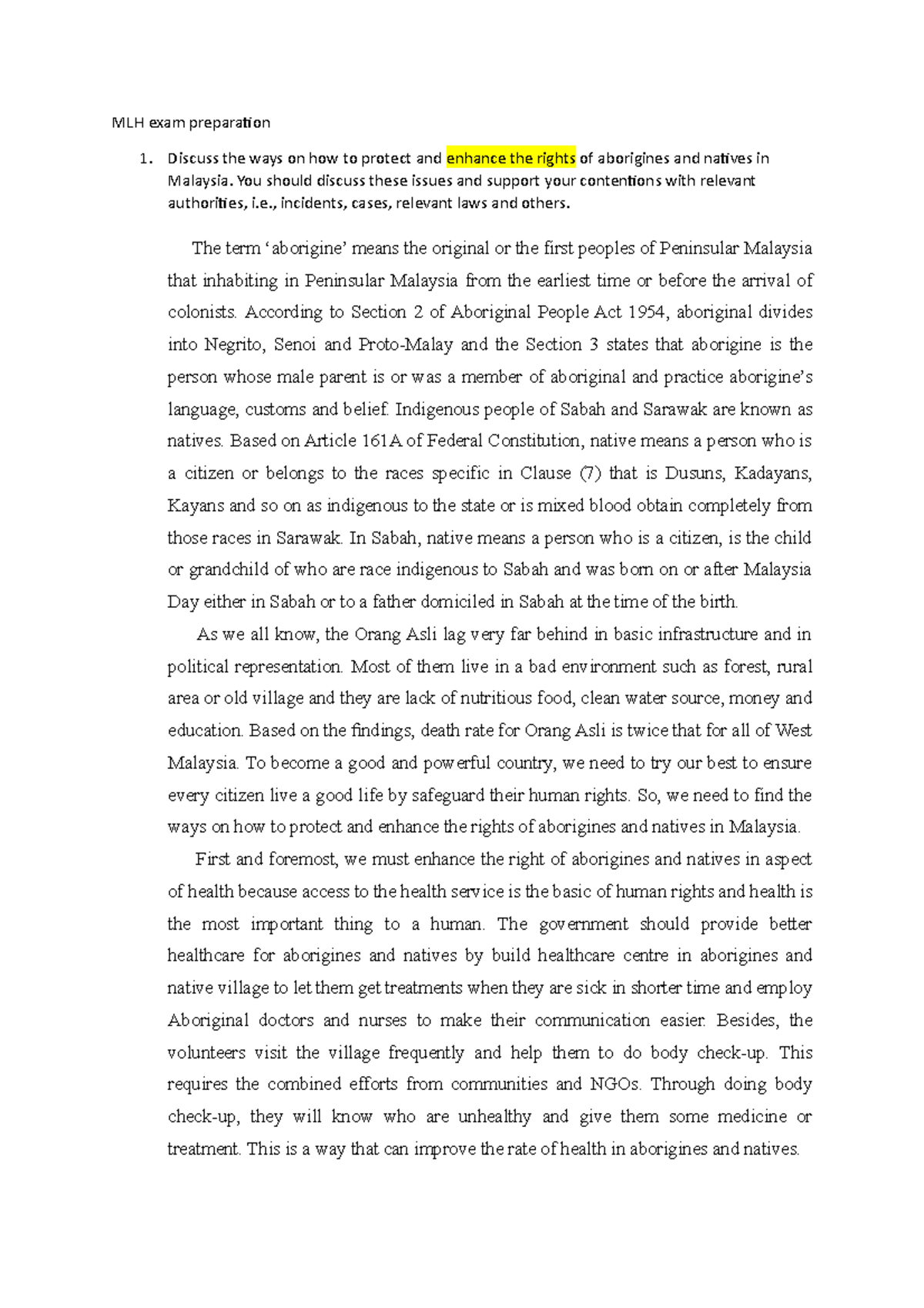 MLH exam preparation - Discuss the ways on how to protect and enhance ...