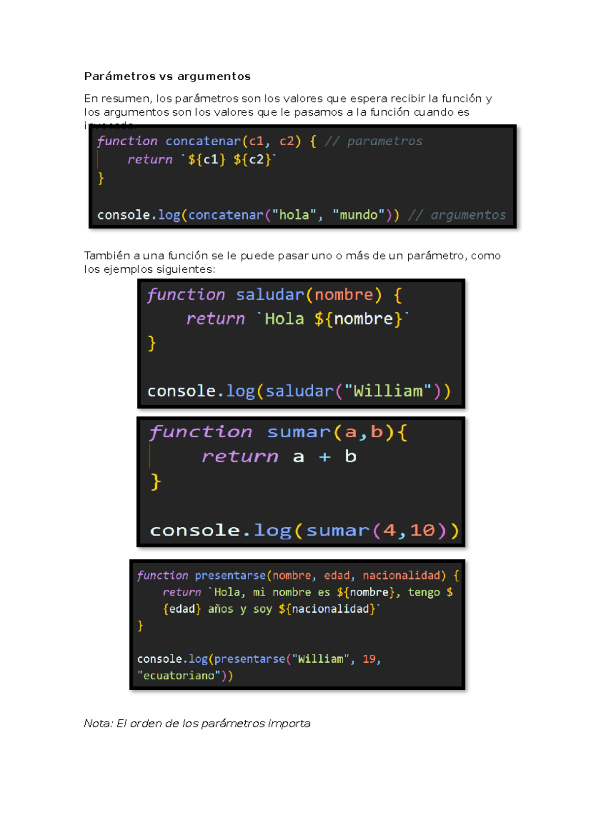 Parametros de las funciones - Algoritmos Y Lógica De Programación - Parámetros vs argumentos En ...