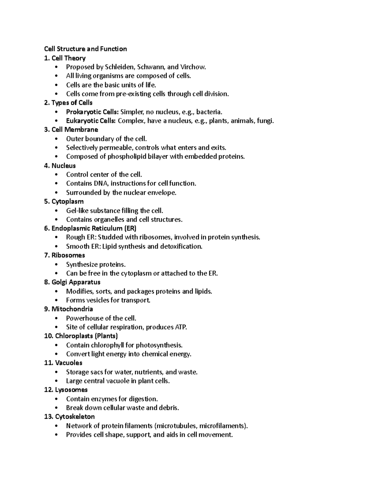 Cell Structure and Function - Cell Theory Proposed by Schleiden ...